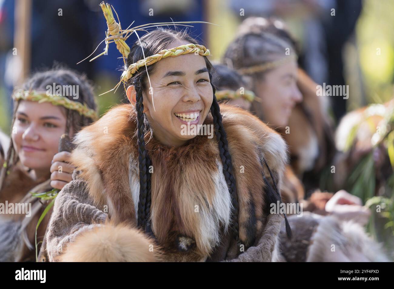 Portrait expression young woman in traditional clothing aborigine of ...