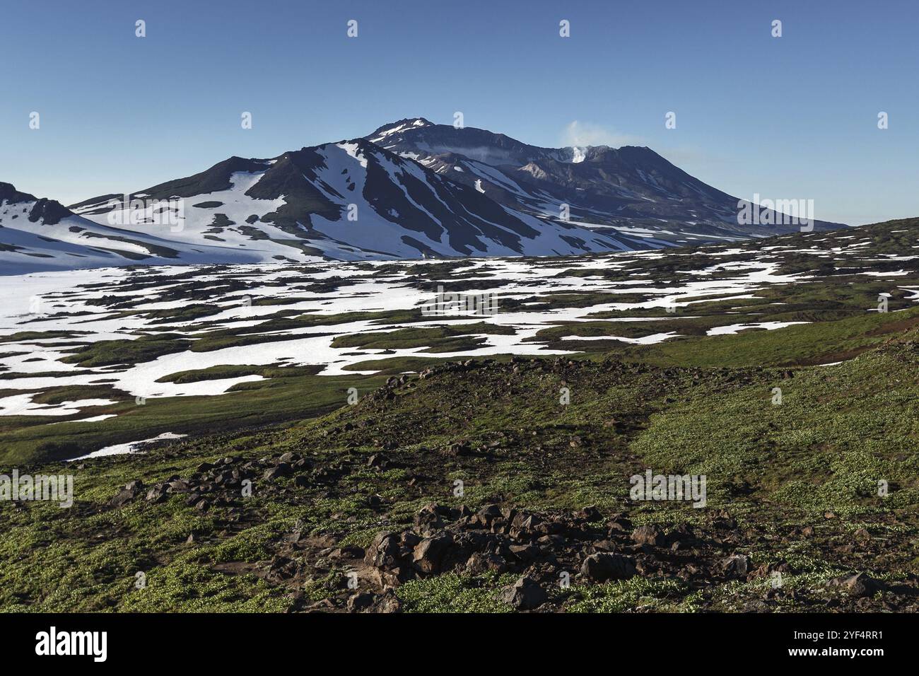 Beautiful volcanic landscape: picturesque view of Mutnovsky Volcano ...