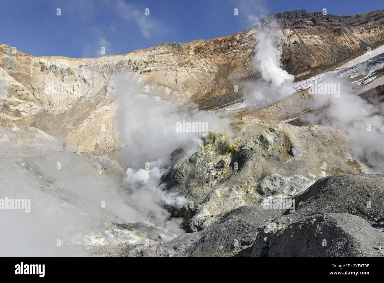 Volcanic landscape of Kamchatka Peninsula: geothermal and fumaroles ...