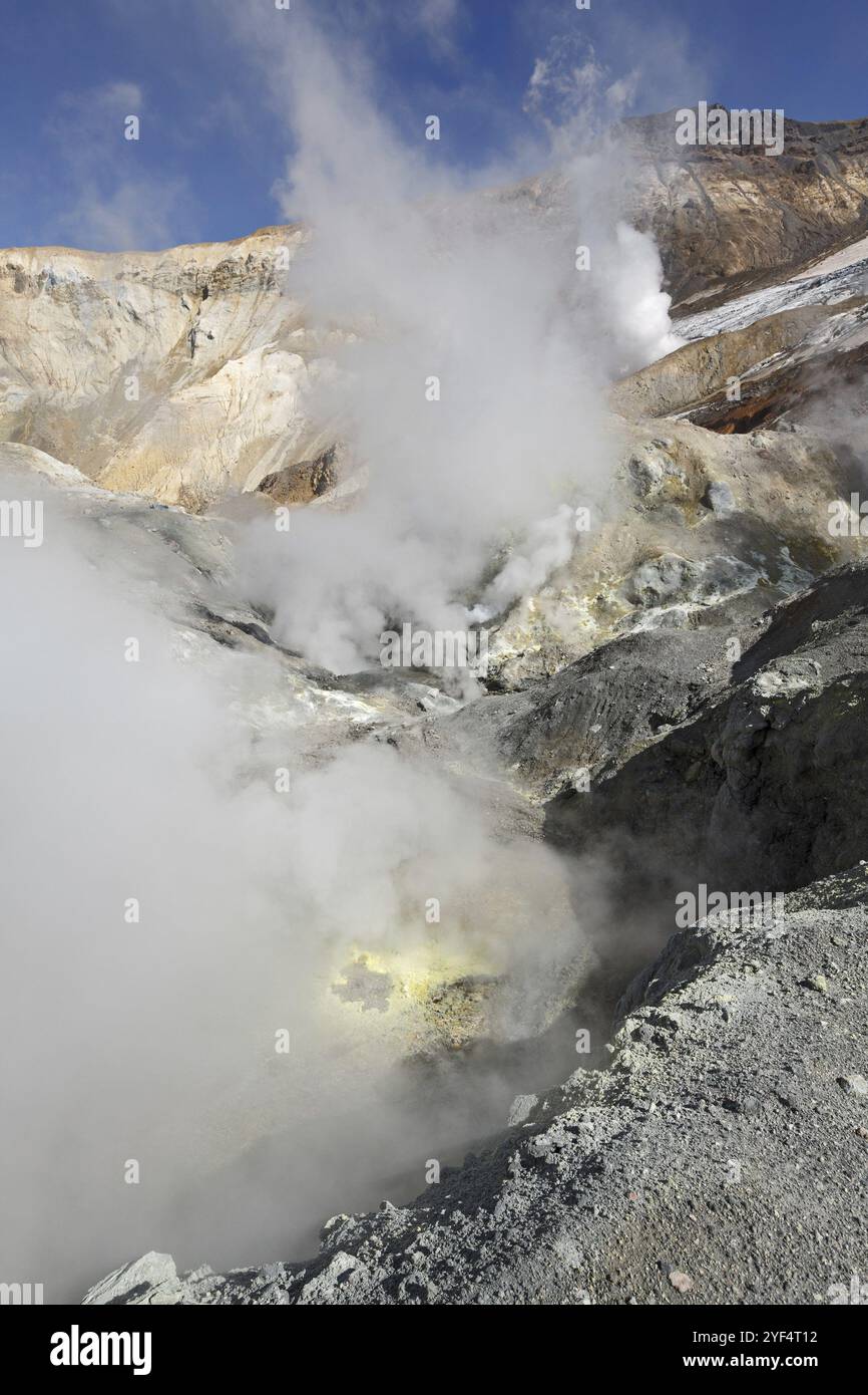 Volcanic landscape of Kamchatka Peninsula: geothermal and fumarole ...