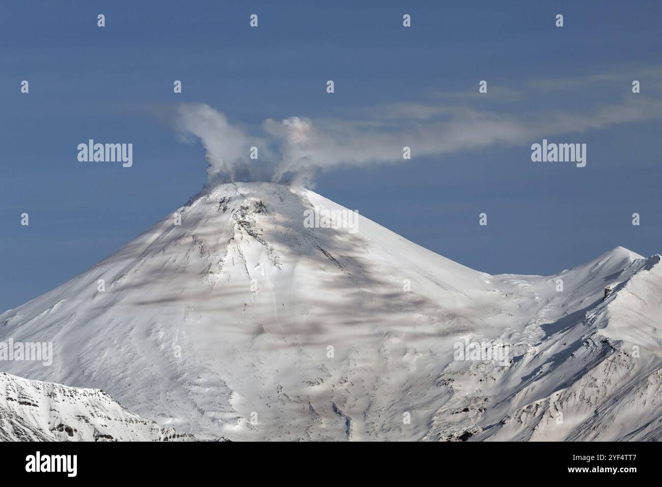 Avacha Volcano, active volcano of Kamchatka Peninsula. Winter view of ...