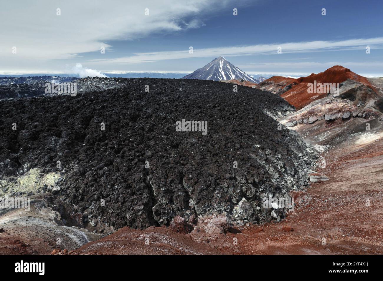 Scenery volcanic landscape of Kamchatka Peninsula, frozen lava field in ...