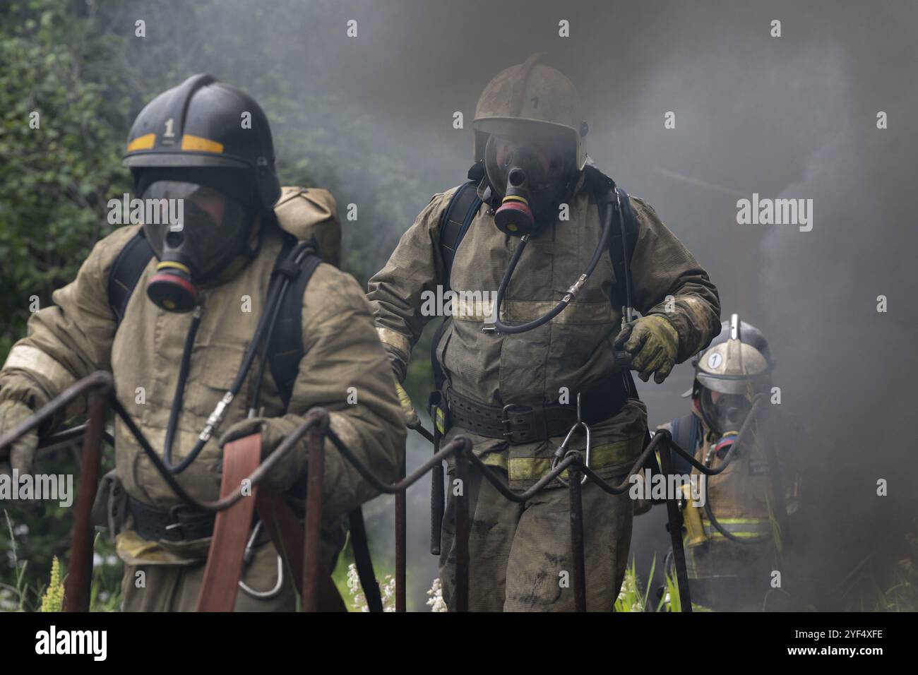 KAMCHATKA PENINSULA, RUSSIA, AUG 7, 2019: Firefighters of Fire ...