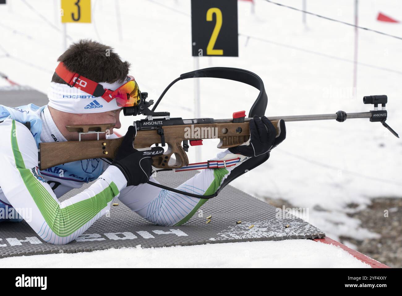 Sportsman biathlete Zlobin Vladislav Khanty-Mansiysk rifle shooting in ...