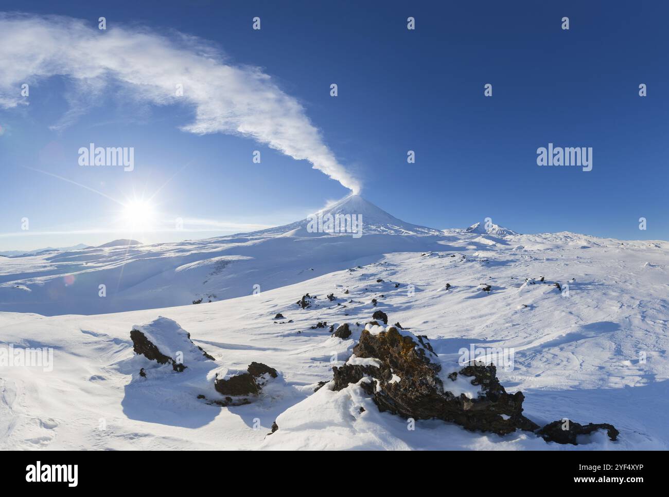 Kamchatka Peninsula, winter mountain landscape, beautiful panoramic ...