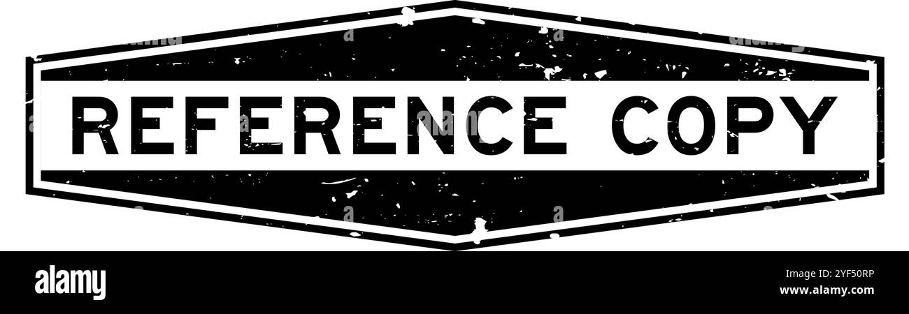 Grunge black reference copy word hexagon seal stamp on white background ...