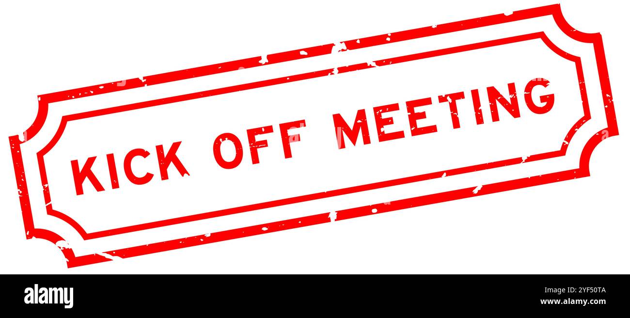 Grunge red kick off meeting word rubber seal stamp on white background ...