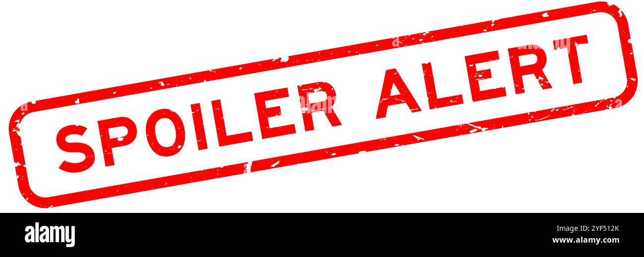 Grunge red spoiler alert word rubber square seal stamp on white ...