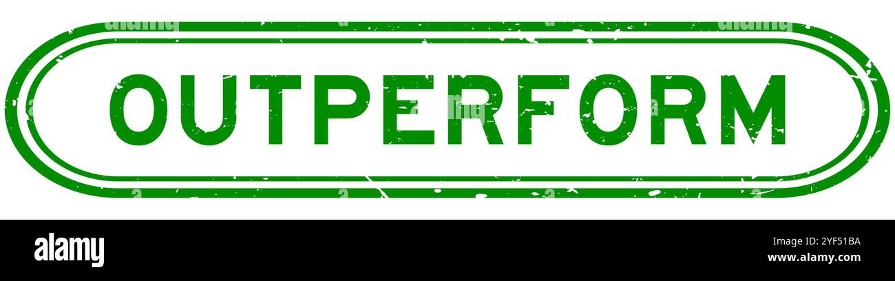 Grunge green outperform word rubber seal stamp on white background ...