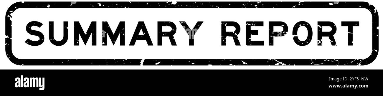 Grunge black summary report word rubber square seal stamp on white ...