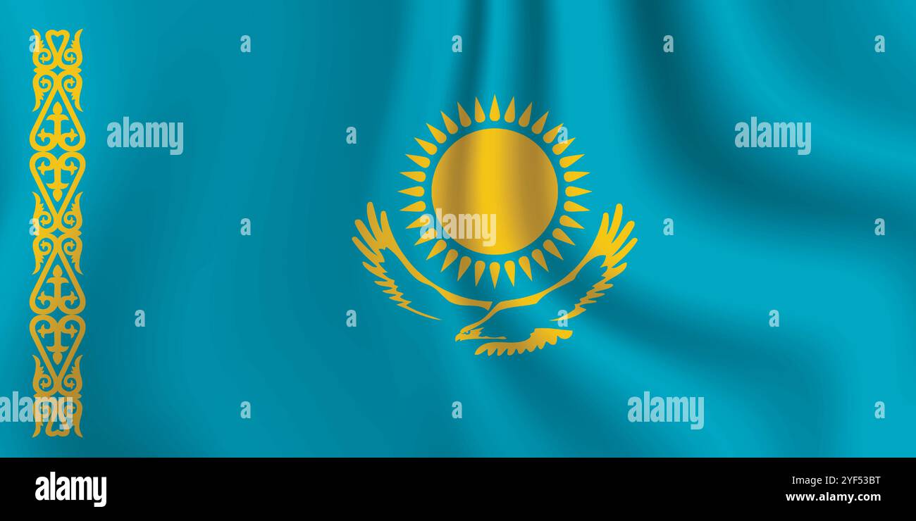 Flag of Kazakhstan. Kazakh national symbol in official colors. Template ...