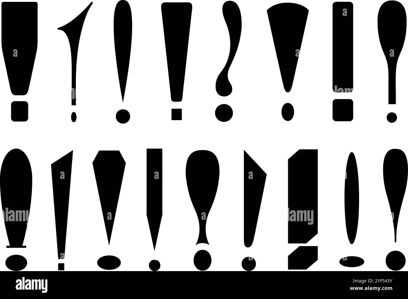 Collection of different exclamation mark signs isolated on white Stock ...