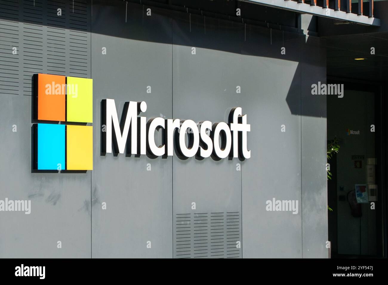 Microsoft logo sign on office building, Lisbon, Portugal Stock Photo ...