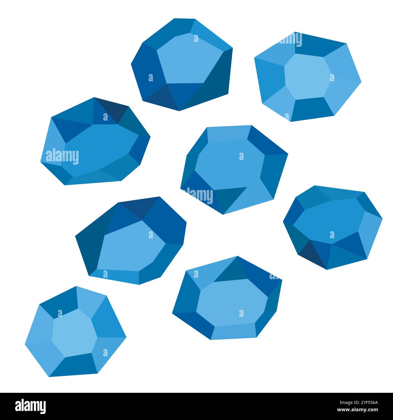 Cartoon stones. Rock stone isometric set. Blue boulders, natural ...