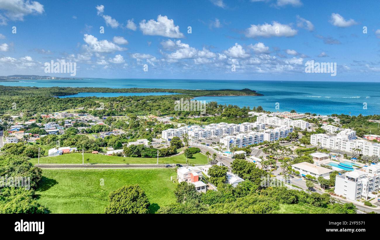 Aerial vantage near Seven Seas Beach in Fajardo, Puerto Rico ...