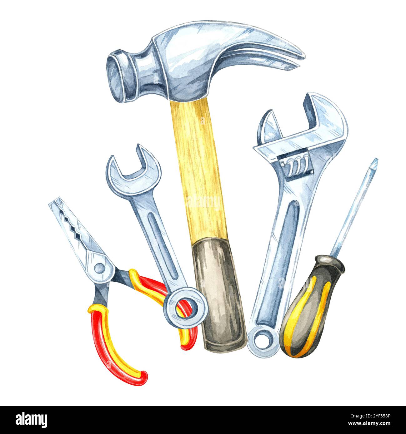 A hammer, pliers, screwdriver and wrenches clipart. Hardware tools hand ...