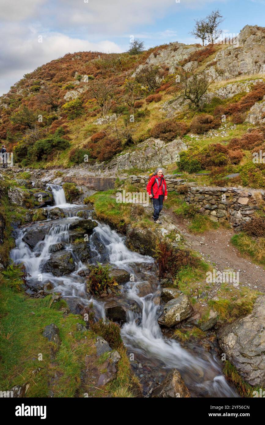 Hiker walking in the Carding Mill Valley, Shropshire, England, UK Stock ...