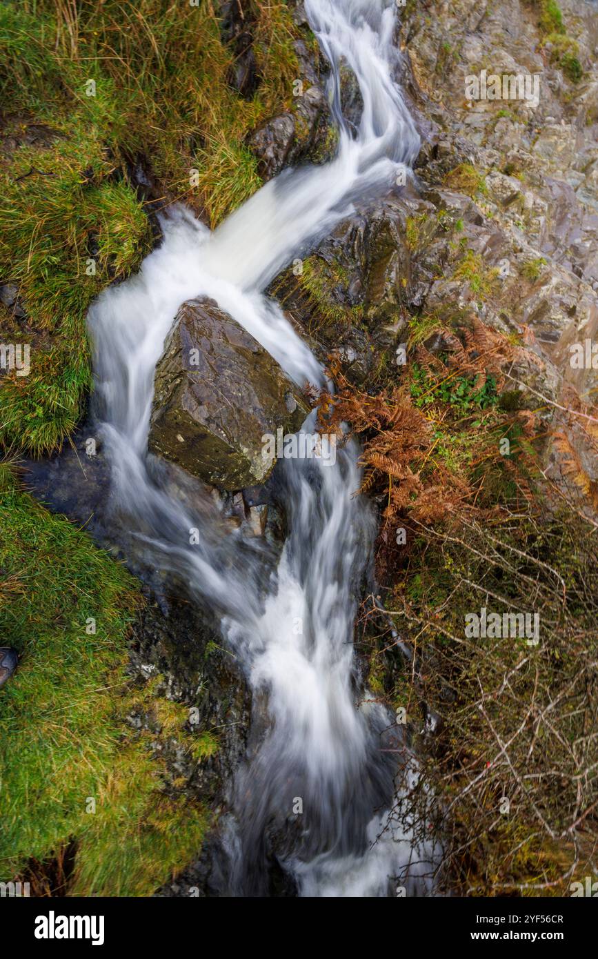 Water flowing in stream, Carding Mill Valley, Shropshire, England, UK ...
