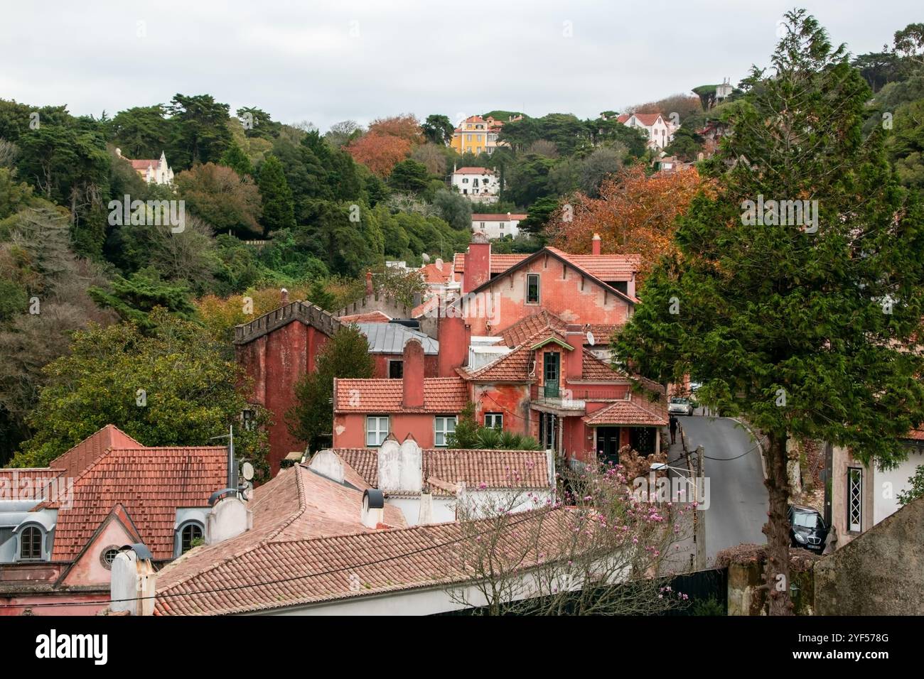 Expansive mountain view of Sintra, Portugal with lush green hills Stock ...