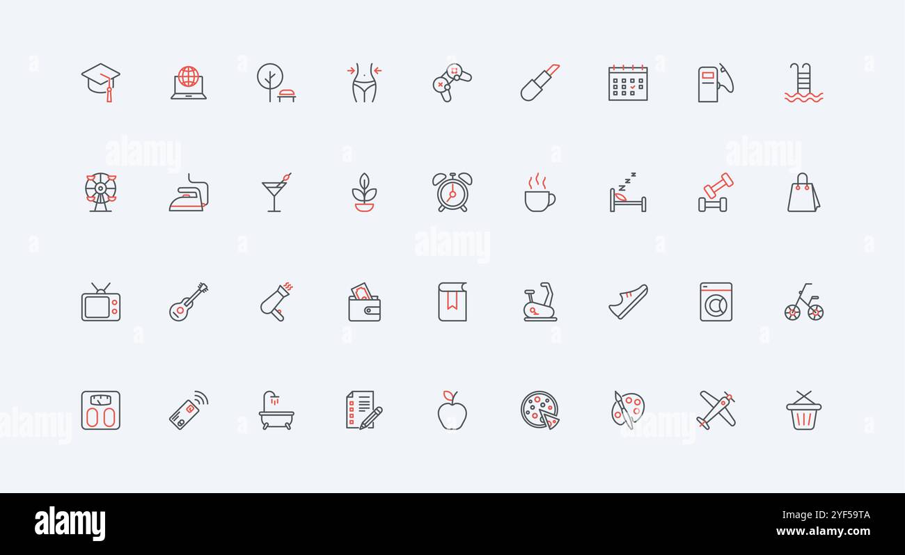 Daily schedule, everyday busy life time for work and rest in weekend ...