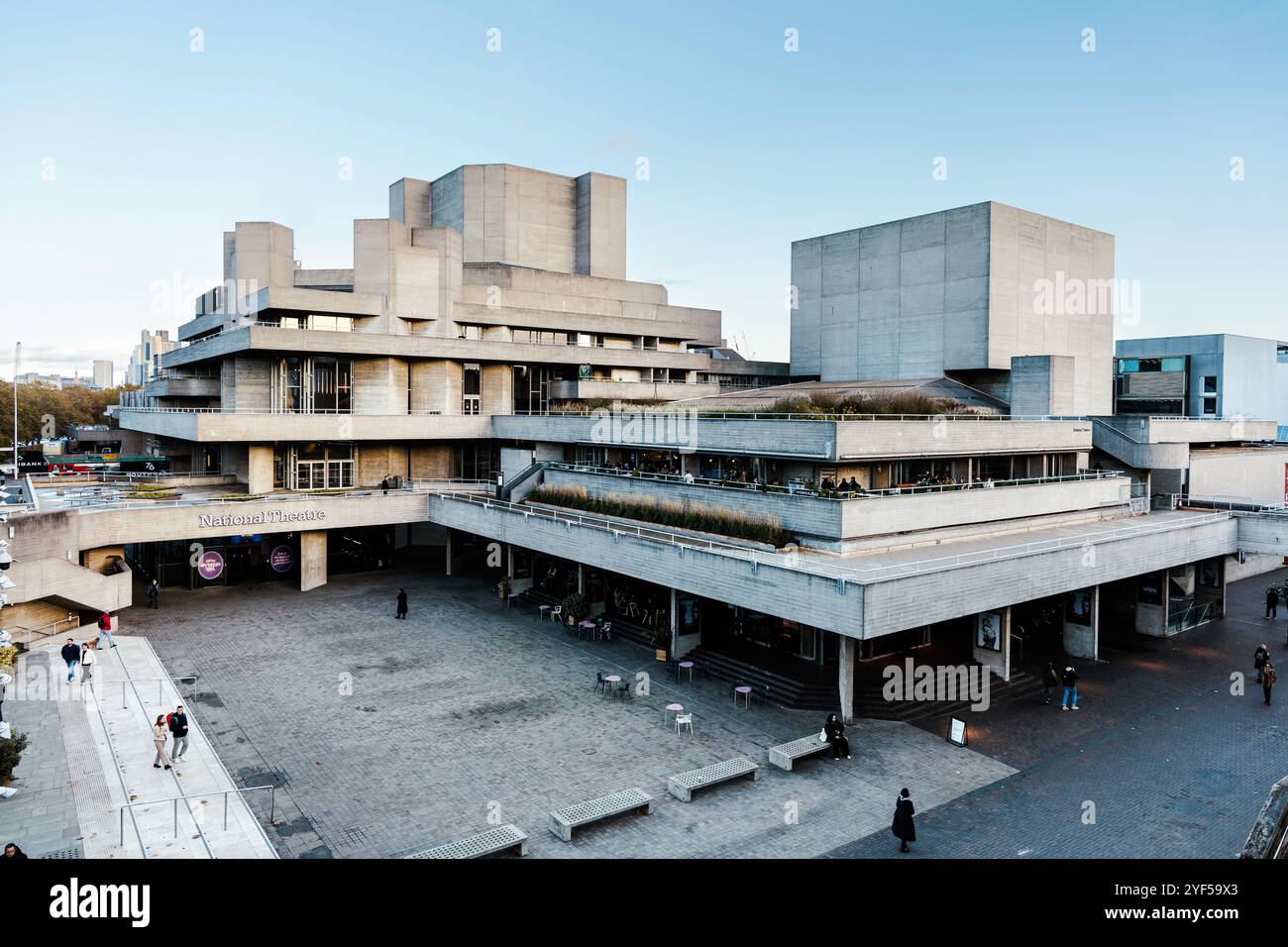 Brutalist style National Theatre building by architect Denys Lasdun at ...
