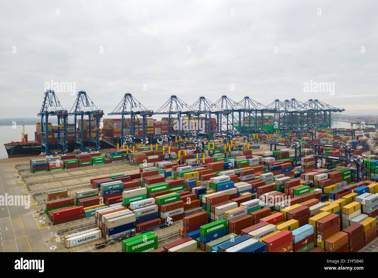Thousands of shipping containers at the Port of Felixstowe in Suffolk ...