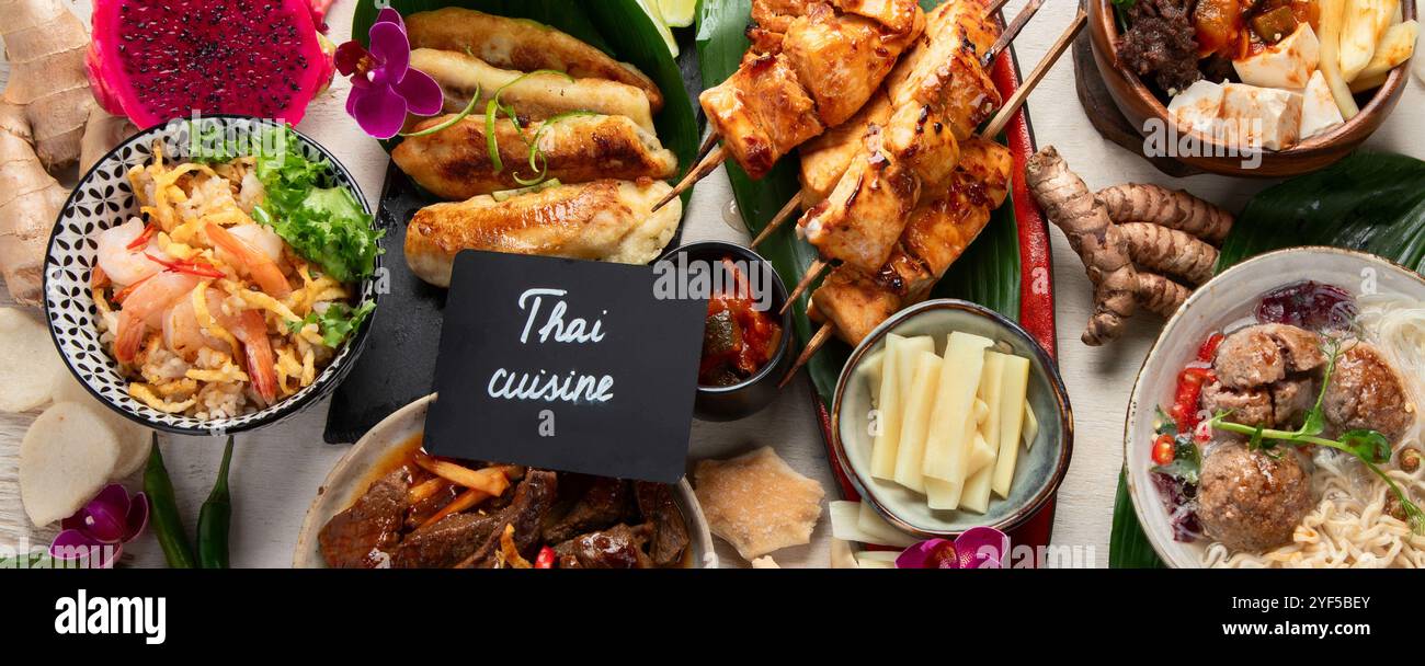 Assorted indonesian food set- nasi goreng, Rendang Pork, satay, bakso ...