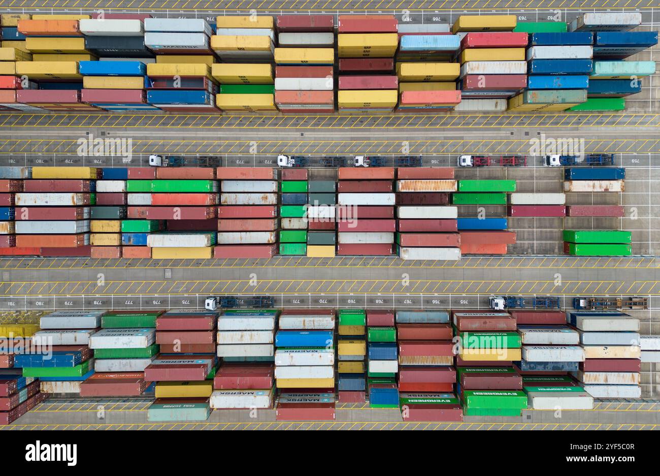 Thousands of shipping containers at the Port of Felixstowe in Suffolk ...