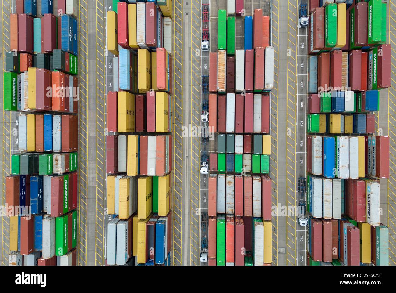 Thousands of shipping containers at the Port of Felixstowe in Suffolk ...