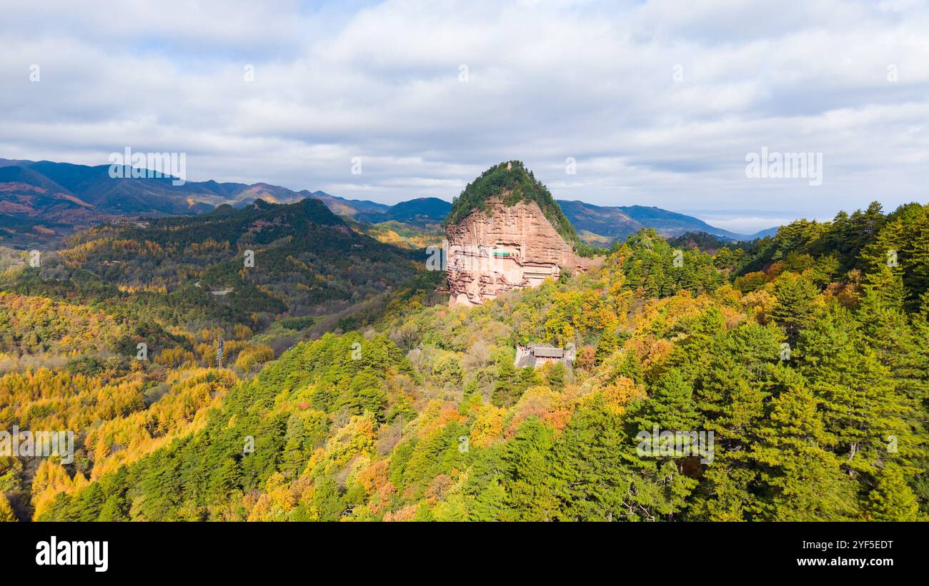 Tianshui. 2nd Nov, 2024. An aerial drone photo taken on Nov. 2, 2024 ...
