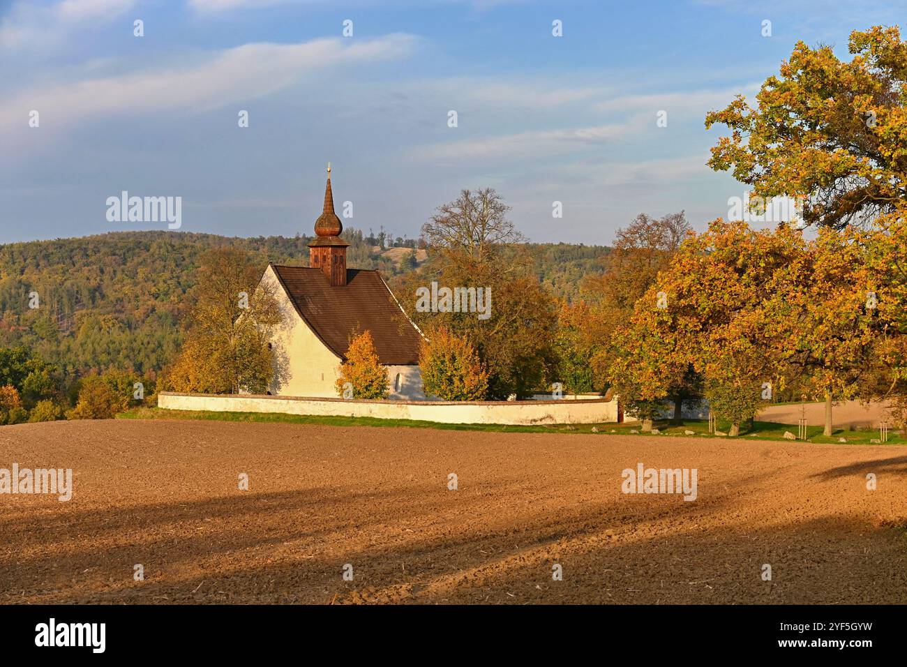 Beautiful autumn landscape with old Chapel of the Mother of God in ...