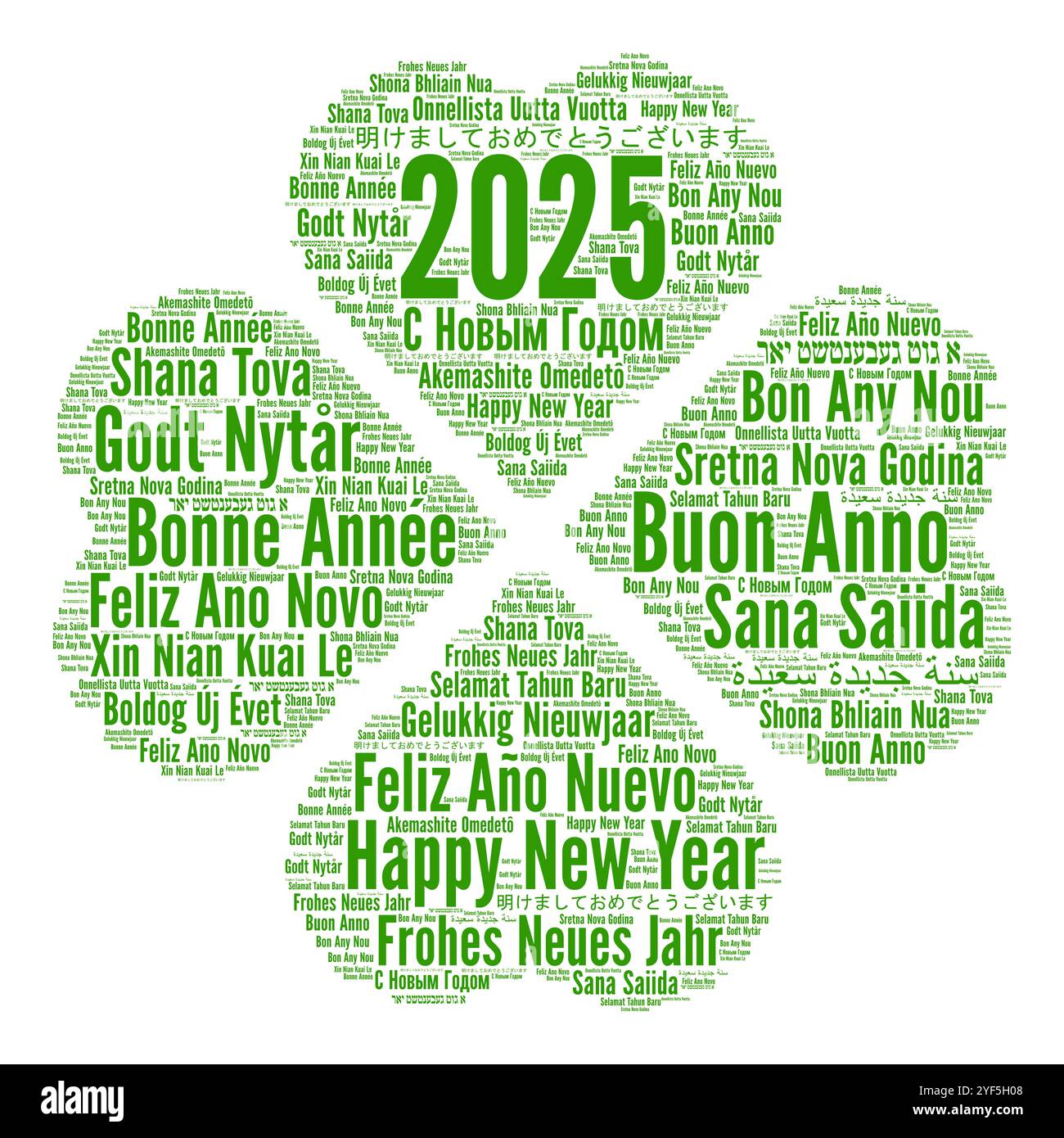 Happy New Year 2025 word cloud in different languages Stock Photo - Alamy