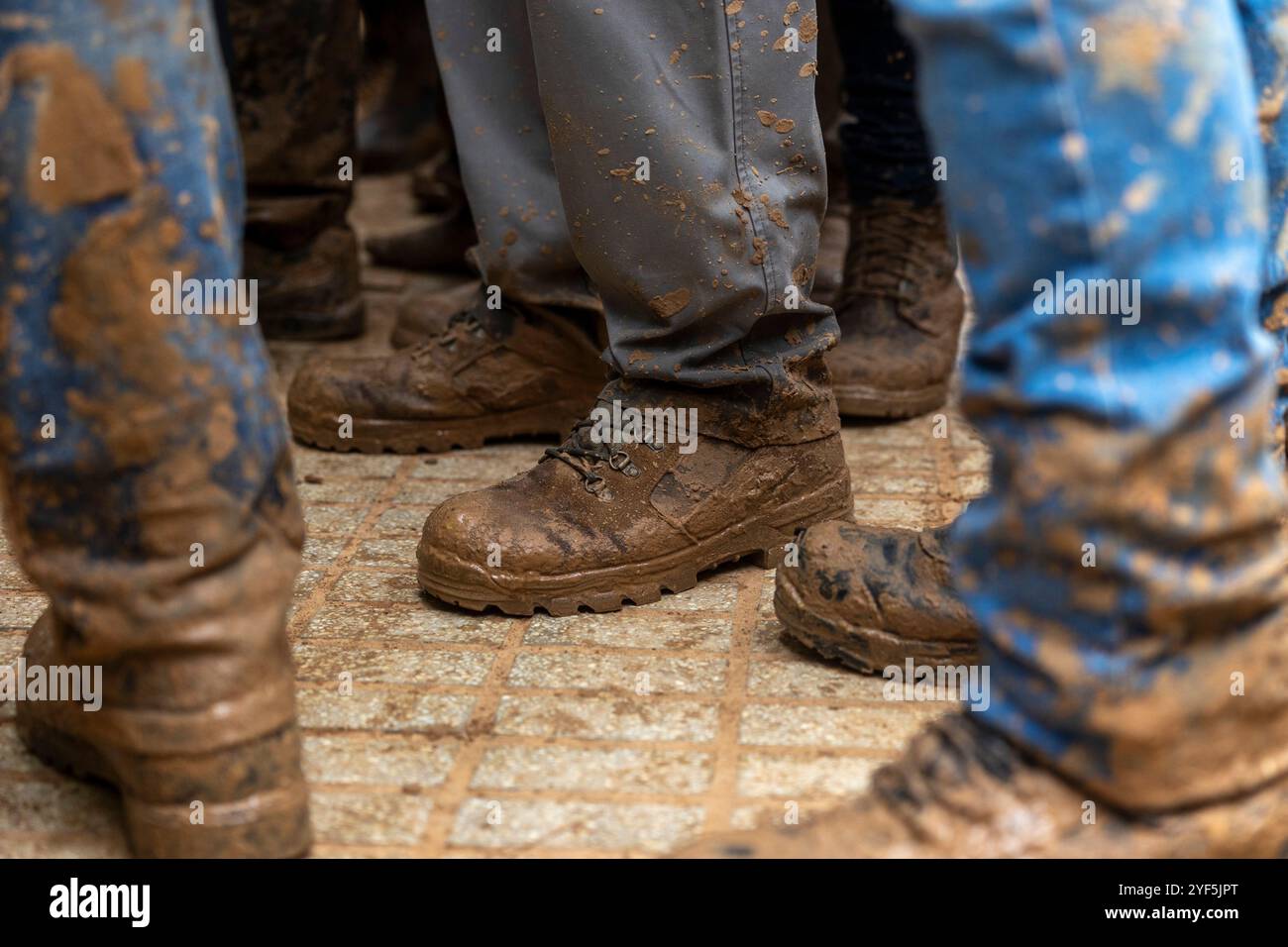 Spain's King Felipe VI boots are photographed as he visits flood ...