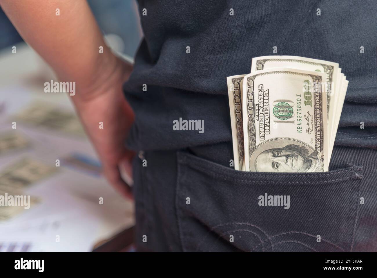 Hand holding loan money dollar bank note give financial payment. Man ...