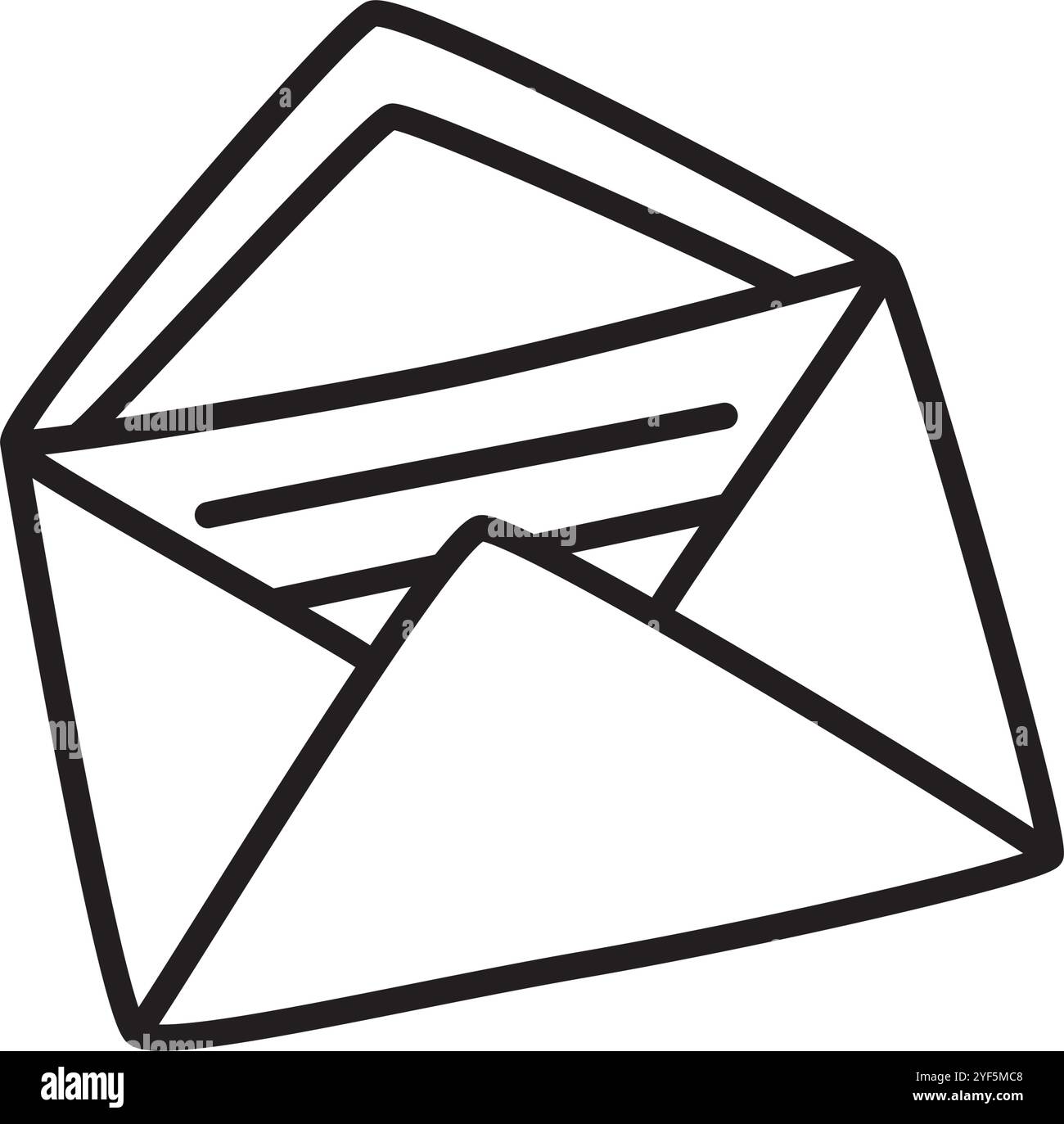 Doodle Open envelope with letter icon or logo, hand drawn with thin ...
