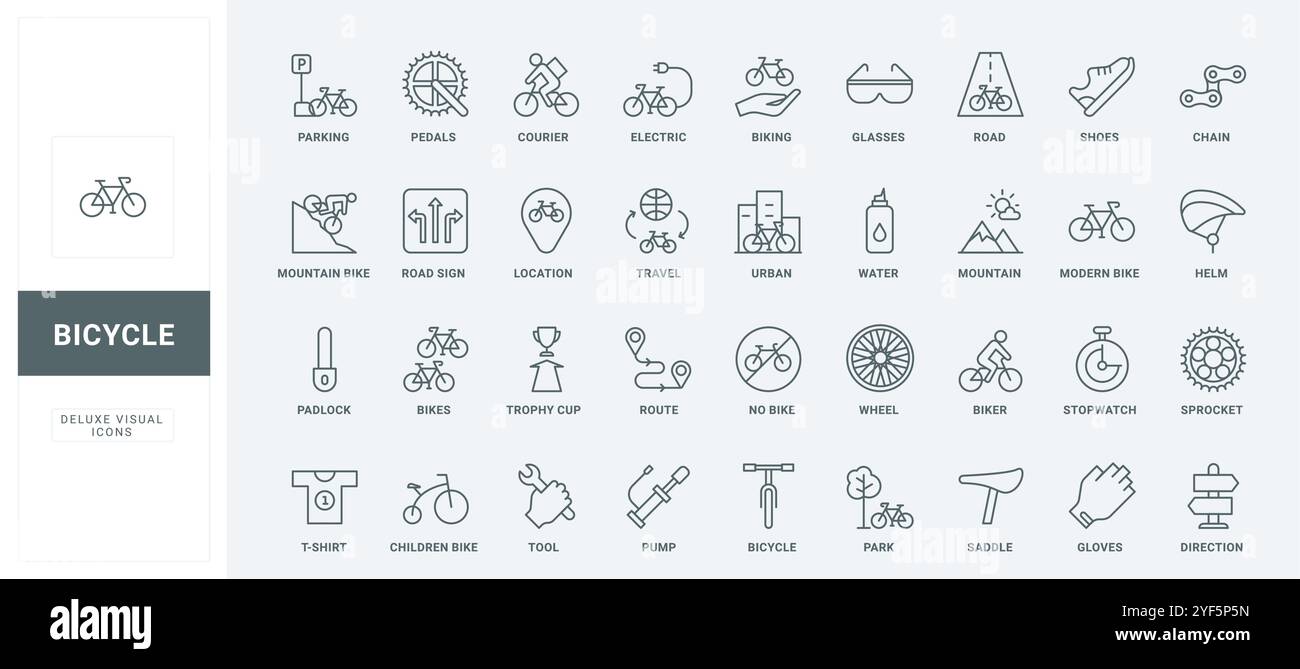 Electric and mountain bike, active leisure, road signs thin black ...