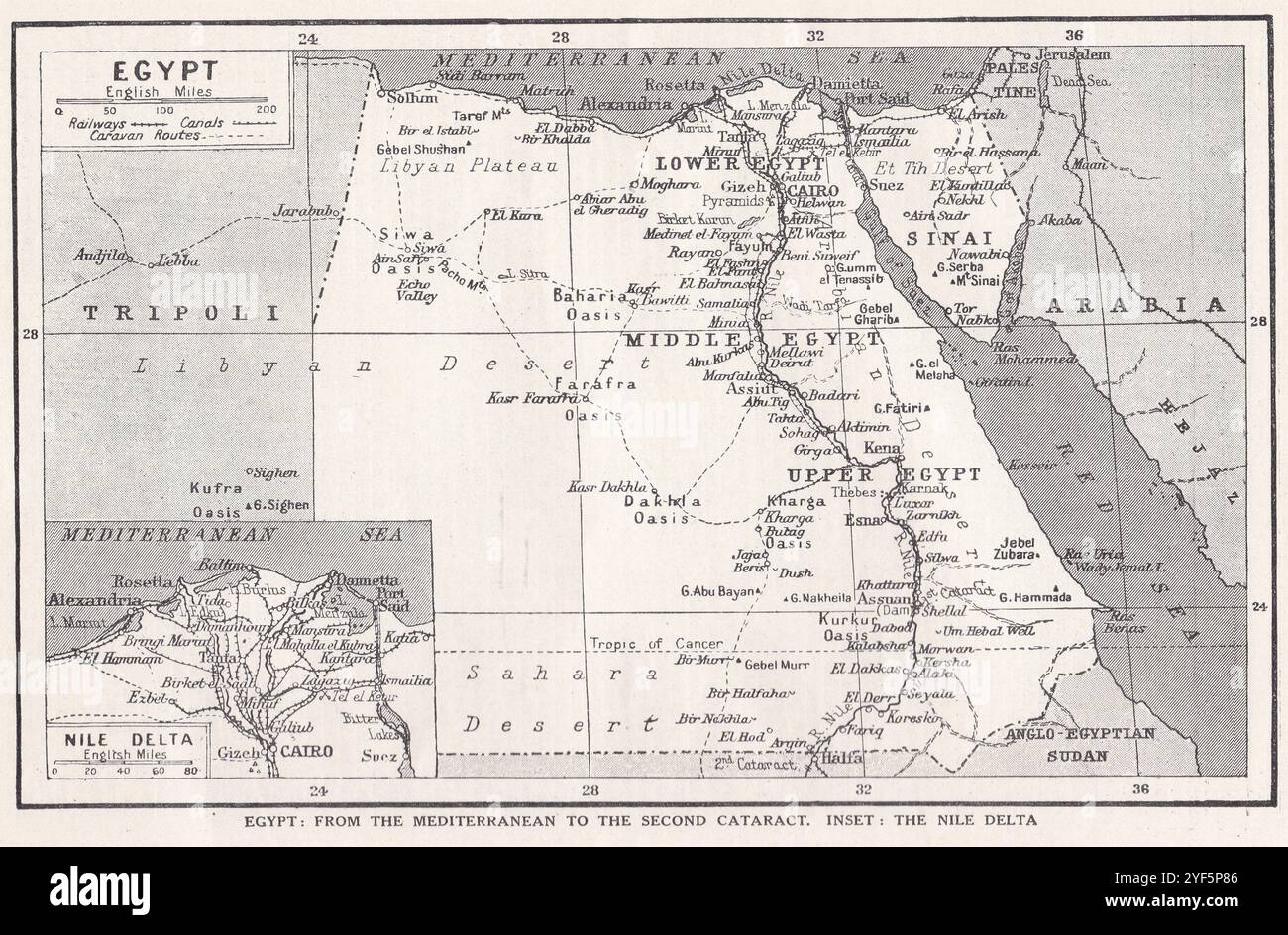 Vintage map of Egypt 1930s Stock Photo - Alamy