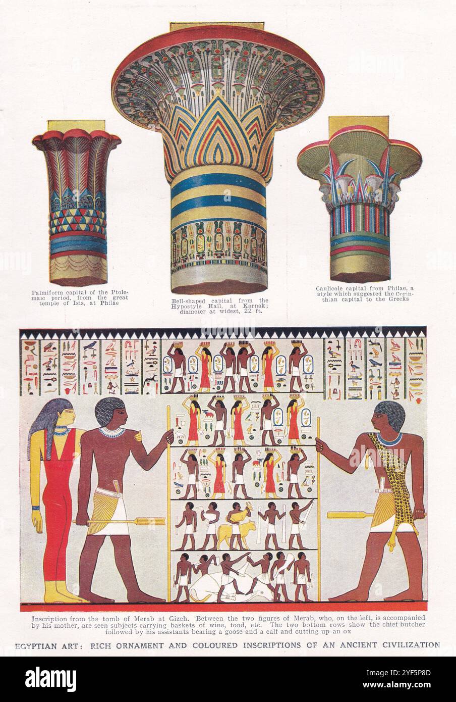Egyptian Art - Rich ornament and coloured inscriptions of an ancient ...