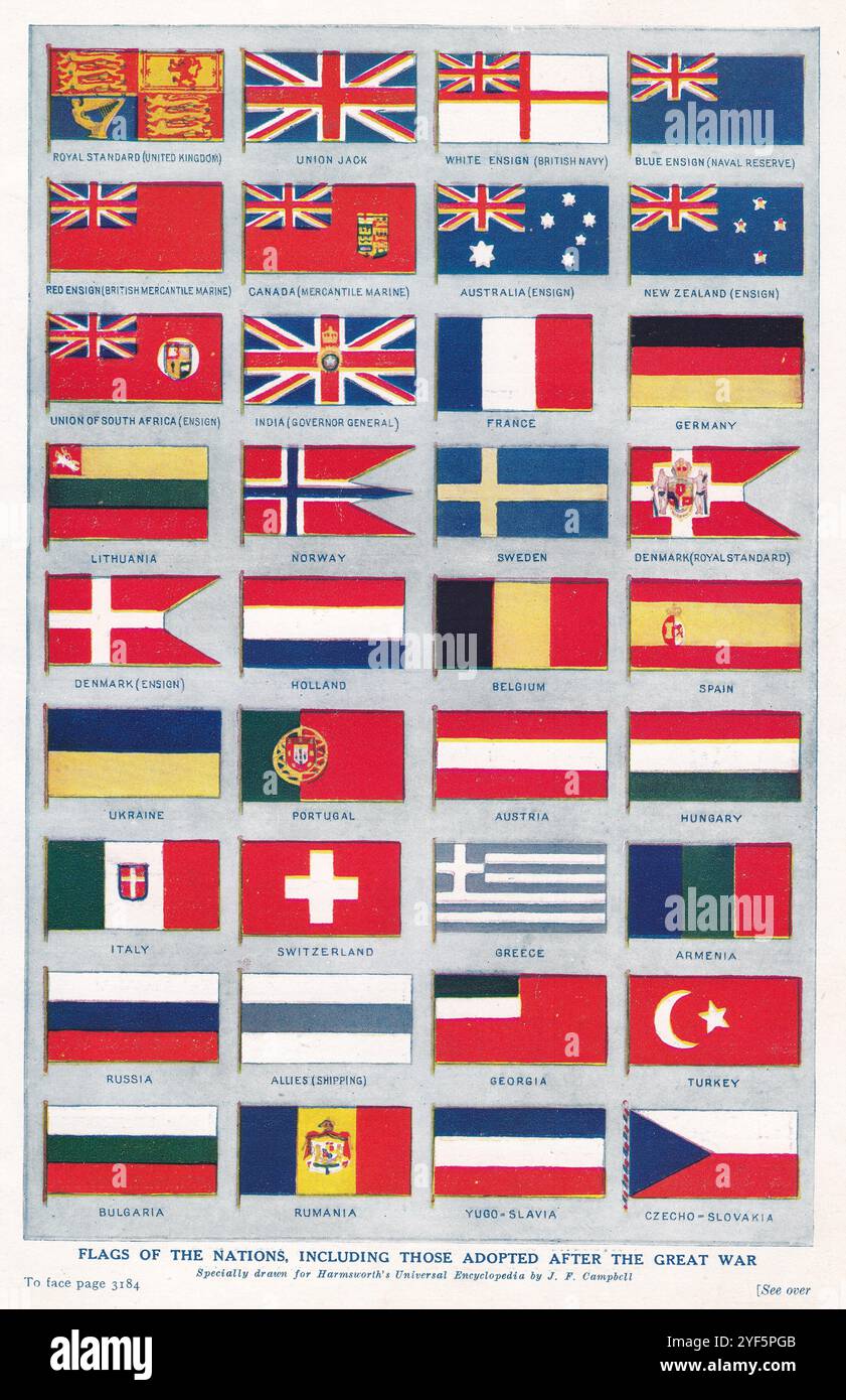 Flags of the Nations, including those adopted after the Great War Stock ...