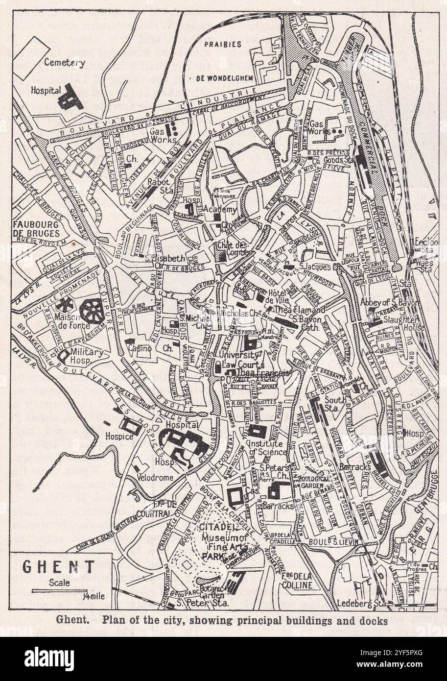 Vintage map of Ghent, 1930s Stock Photo - Alamy