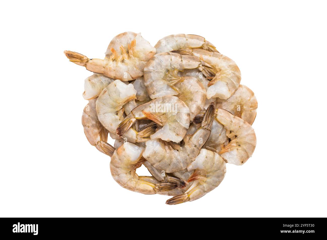 Fresh raw headless shrimps prawns isolated on white background Stock ...