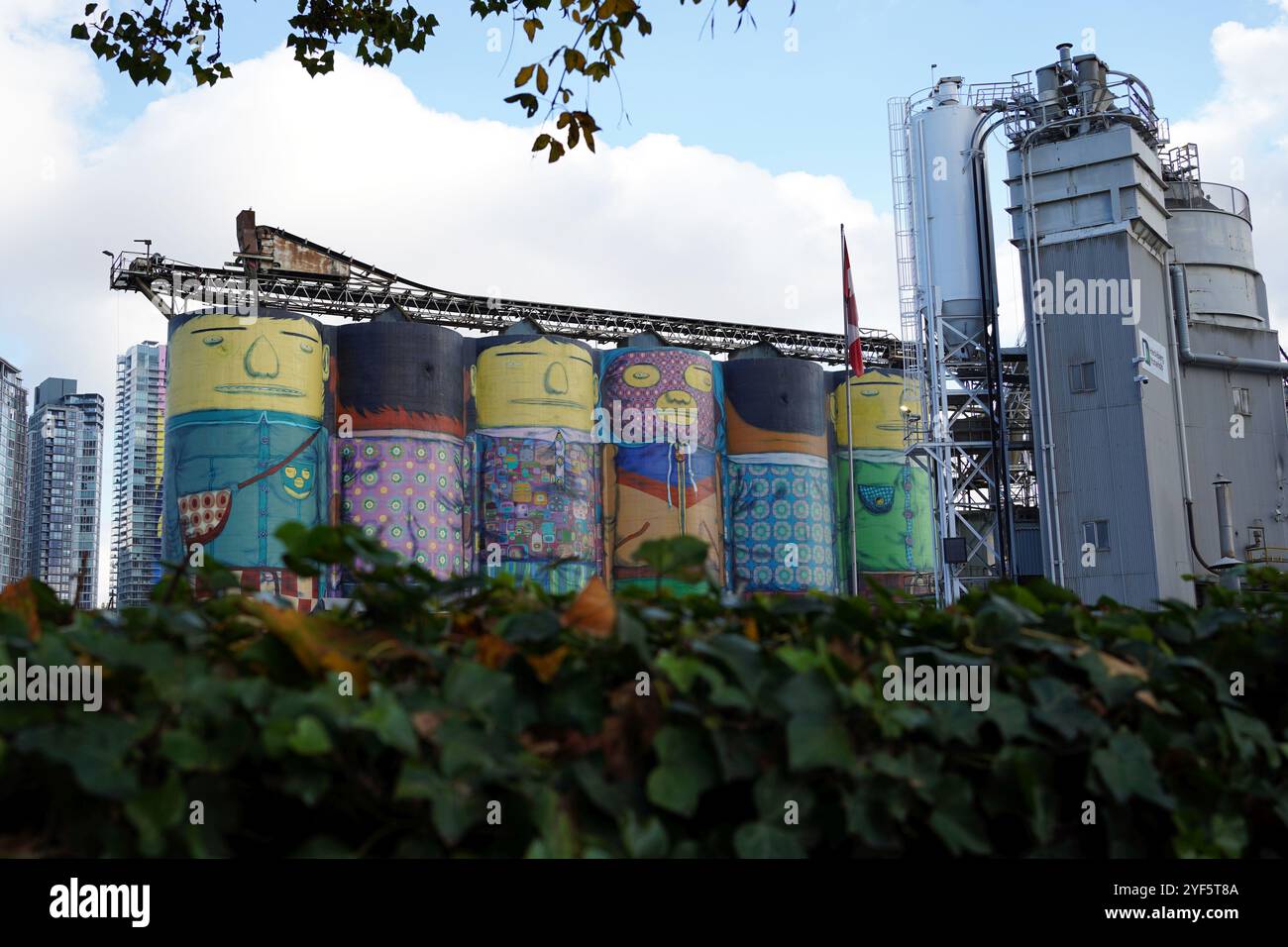 The colourful giant concrete silos on Granville Island in Vancouver ...