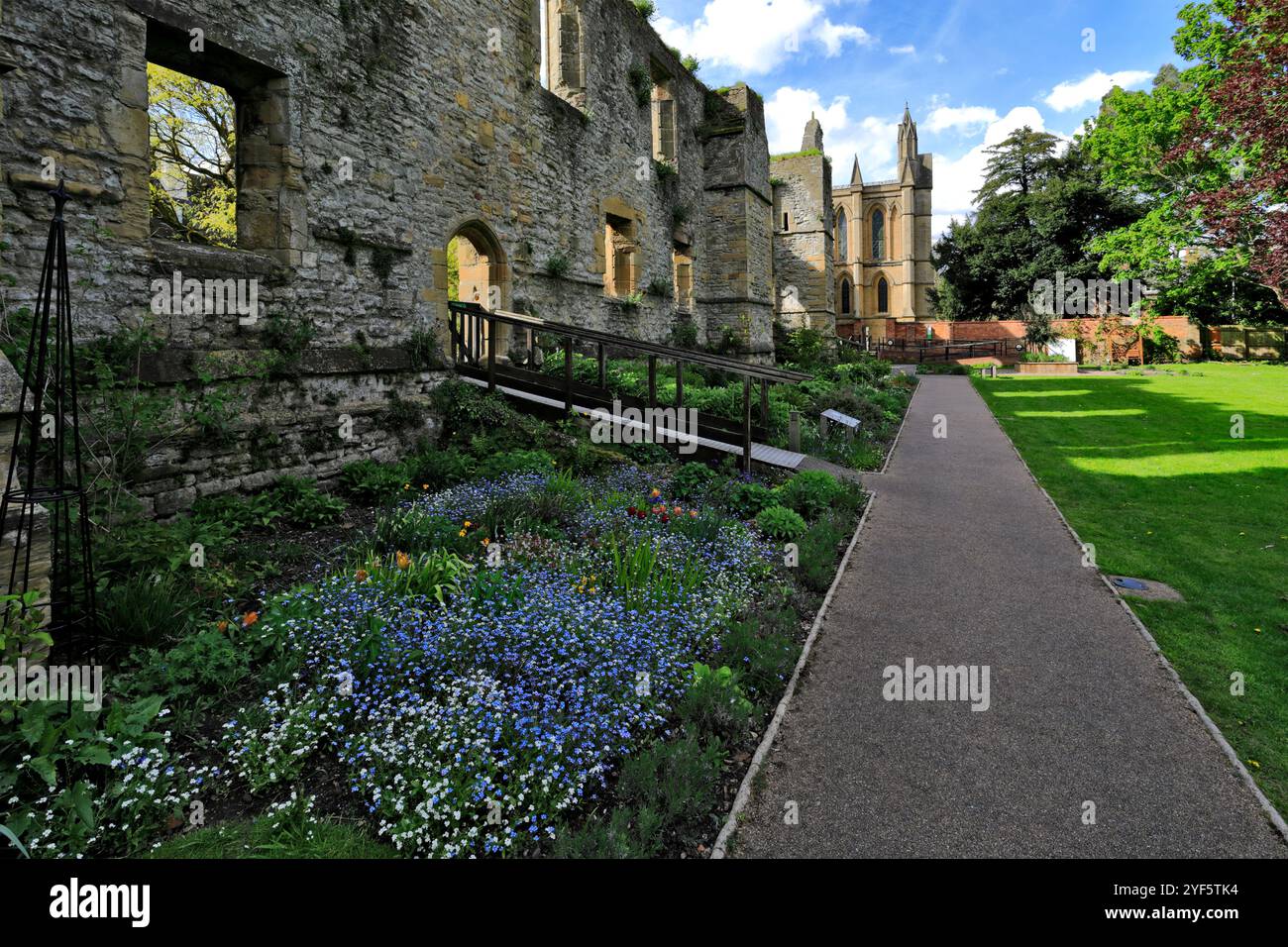 The Palace gardens at Southwell Minster, Southwell market town ...