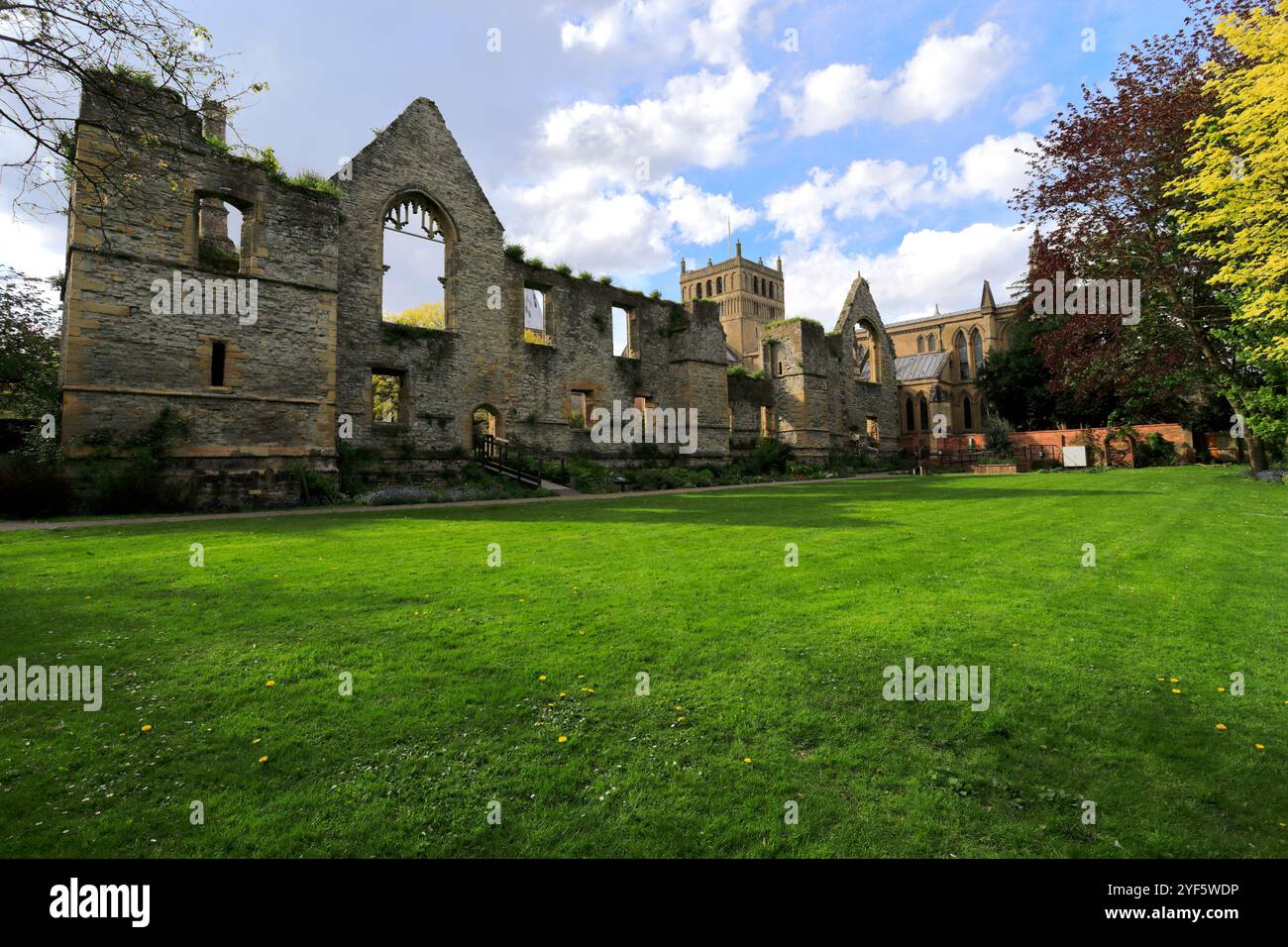 The Palace gardens at Southwell Minster, Southwell market town ...