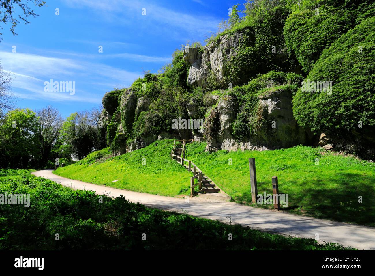 View of the Pin Hole Ice Age Cave at Creswell Crags Prehistoric Gorge ...