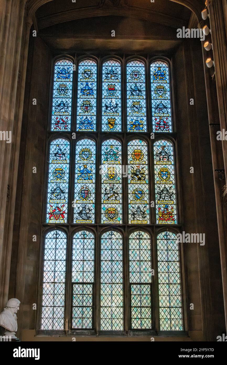 Stained glass window in the Great Hall, Lincoln’s Inn, featuring ...