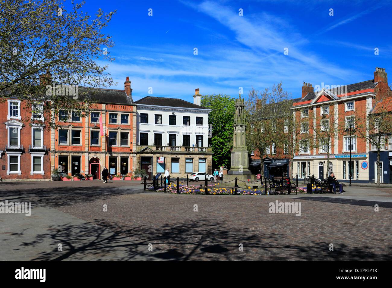 The market square and war memorial in Retford town, Bassetlaw ...