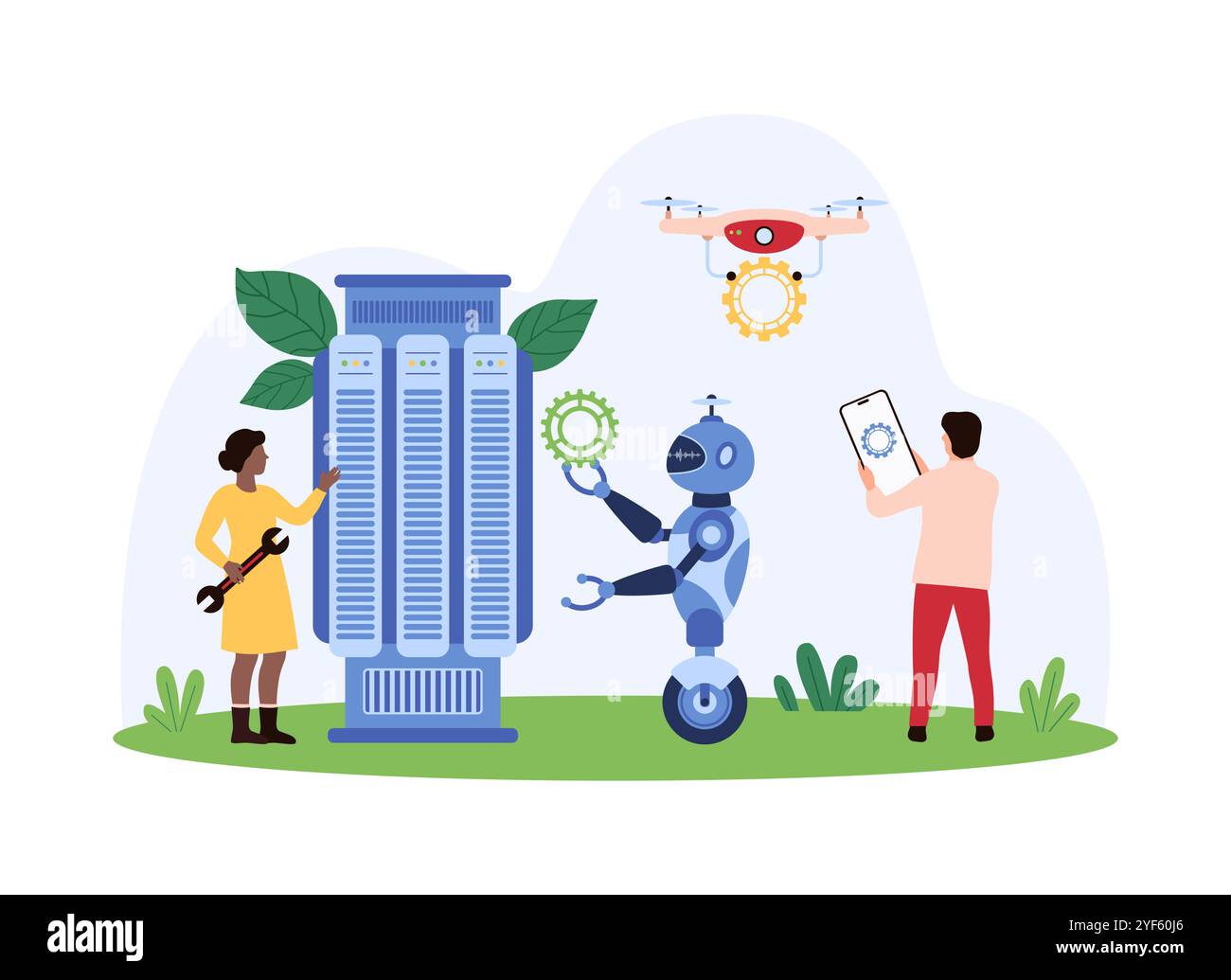 Factory robots speed Stock Vector Images - Alamy