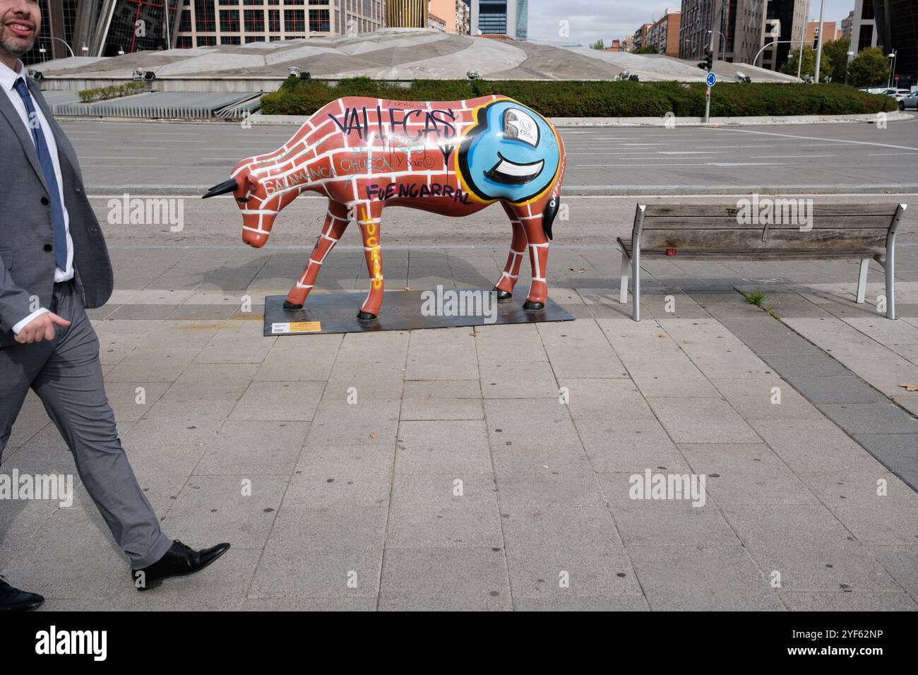 A cow-shaped sculpture painted at the Madrid Cow Gallery, on 3 ...