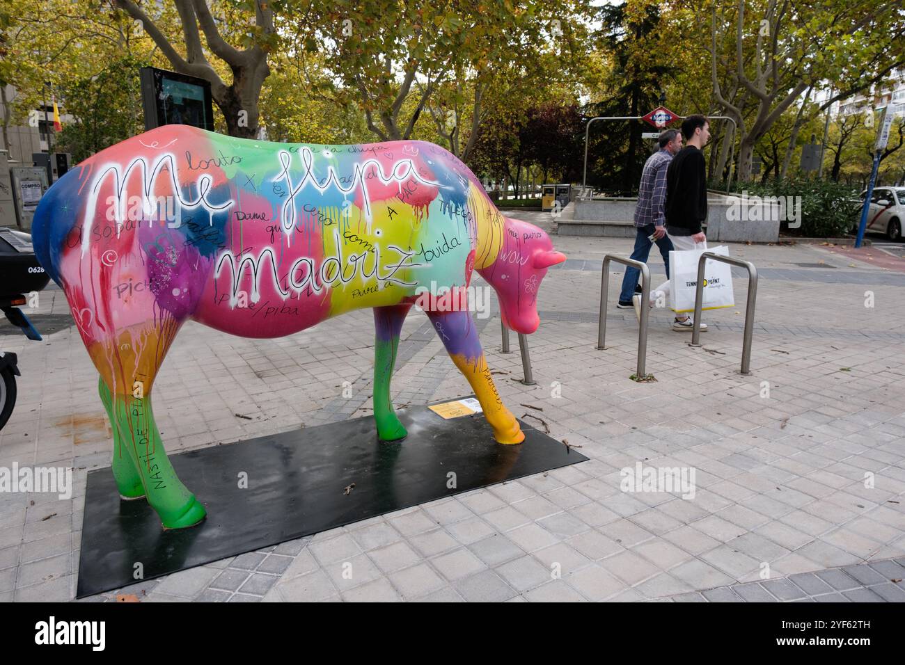 A cow-shaped sculpture painted at the Madrid Cow Gallery, on 3 ...